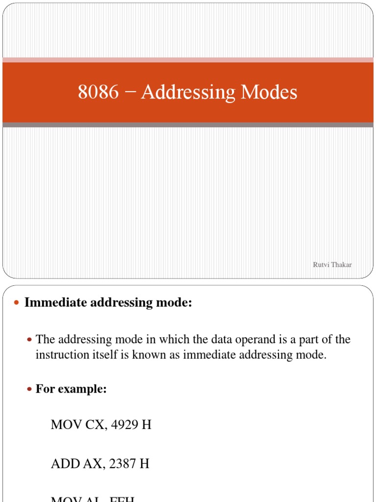 8086 Addressing Modes & Instructions | PDF | Central Processing Unit | Arithmetic