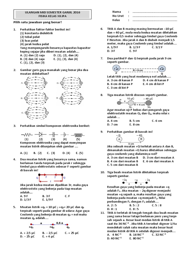 Soal Ulangan Listrik Statis | PDF