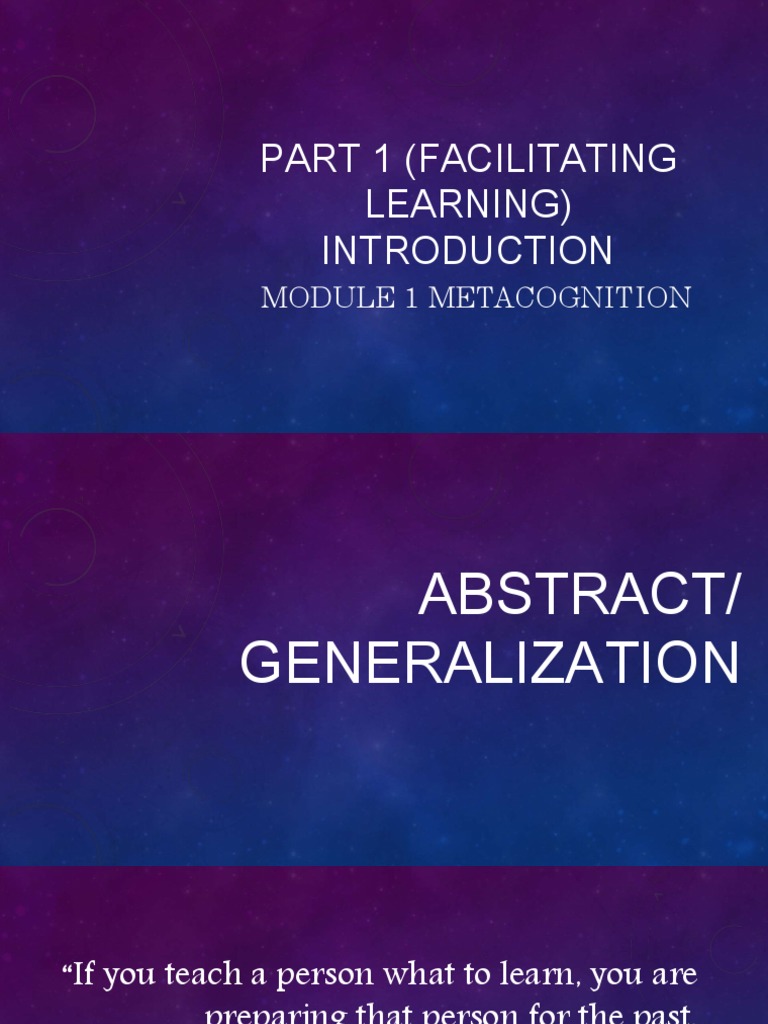 Part 1 (Facilitating Learning) : Module 1 Metacognition | PDF | Metacognition | Motivation