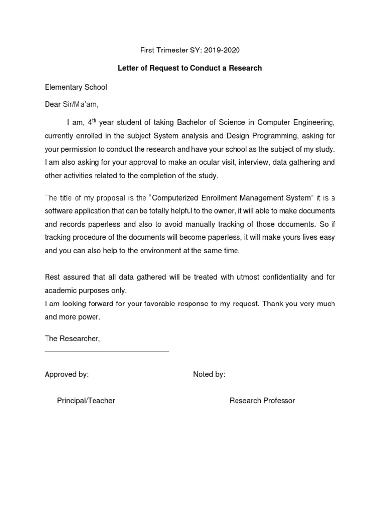 Letter of Request To Conduct A Research | PDF