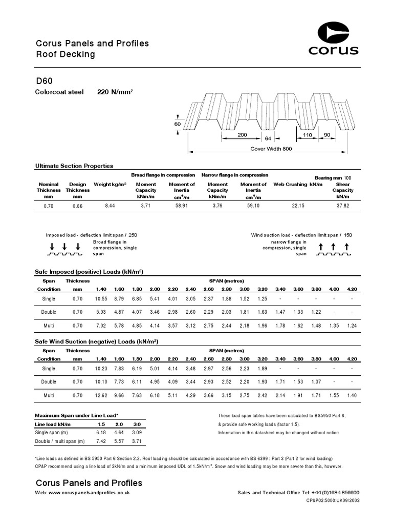 Corus D60 Roof Deck Load Span | PDF | Mechanical Engineering | Civil ...