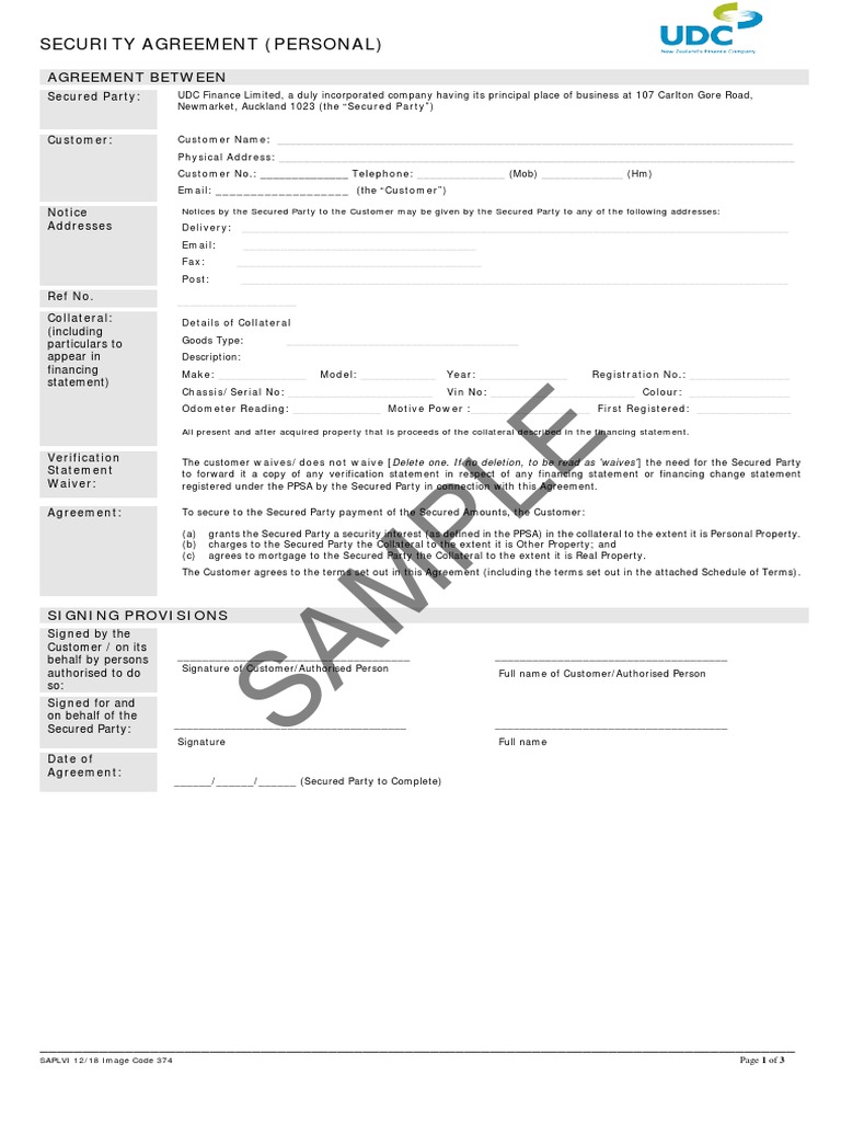 Sample Ppsa | PDF | Security Interest | Assignment (Law)