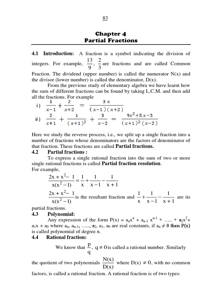 Partial Fractions: Concepts and Examples | PDF | Fraction (Mathematics ...