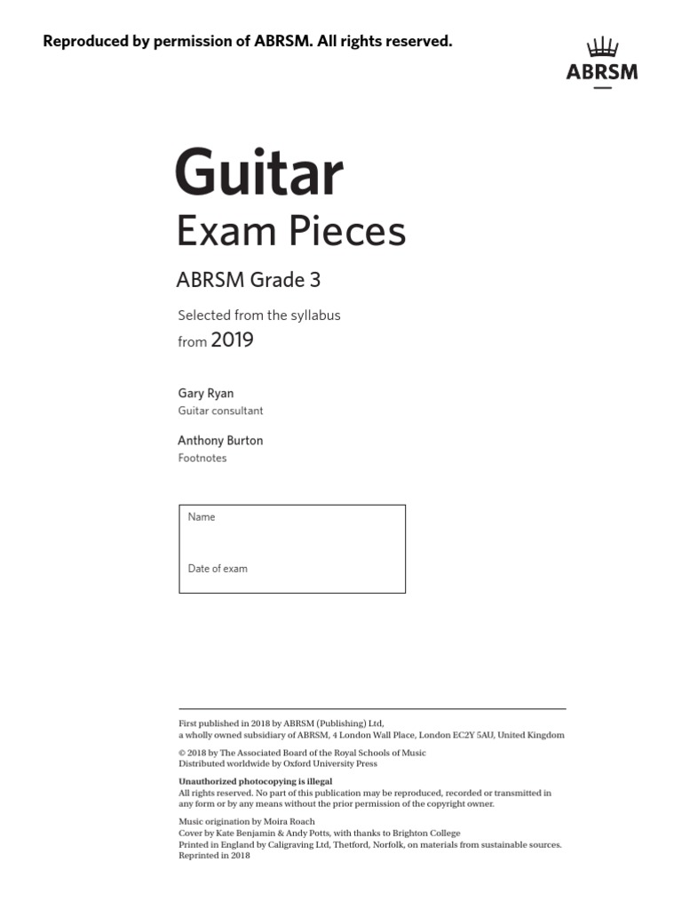 Guitar Exam Pieces 2019 G3 Abrsm Pdf Johann Sebastian Bach