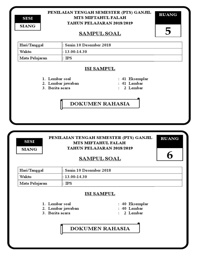 Sampul Soal Ujian Tengah Semester | PDF