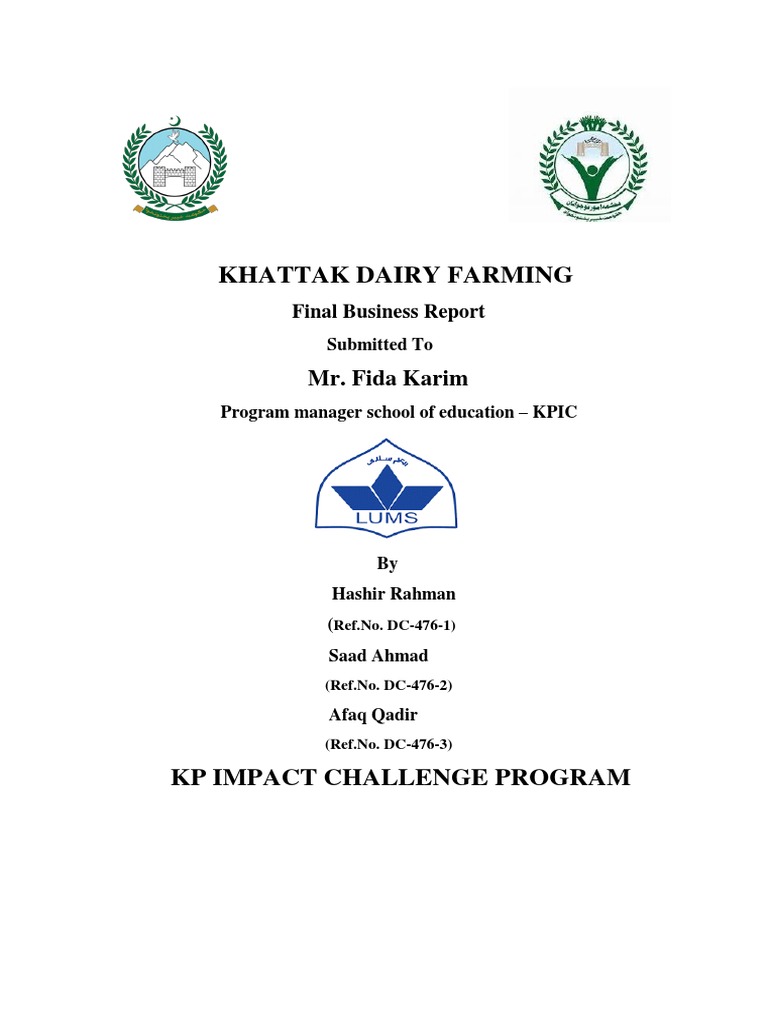 Report On Dairy Farming Business | PDF | Milk | Dairy Farming