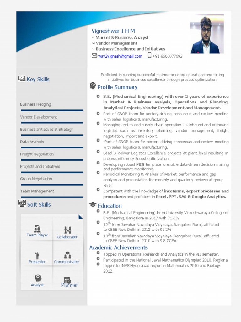 Vigneshwar I.H.M - CV | PDF | Logistics | Data Analysis