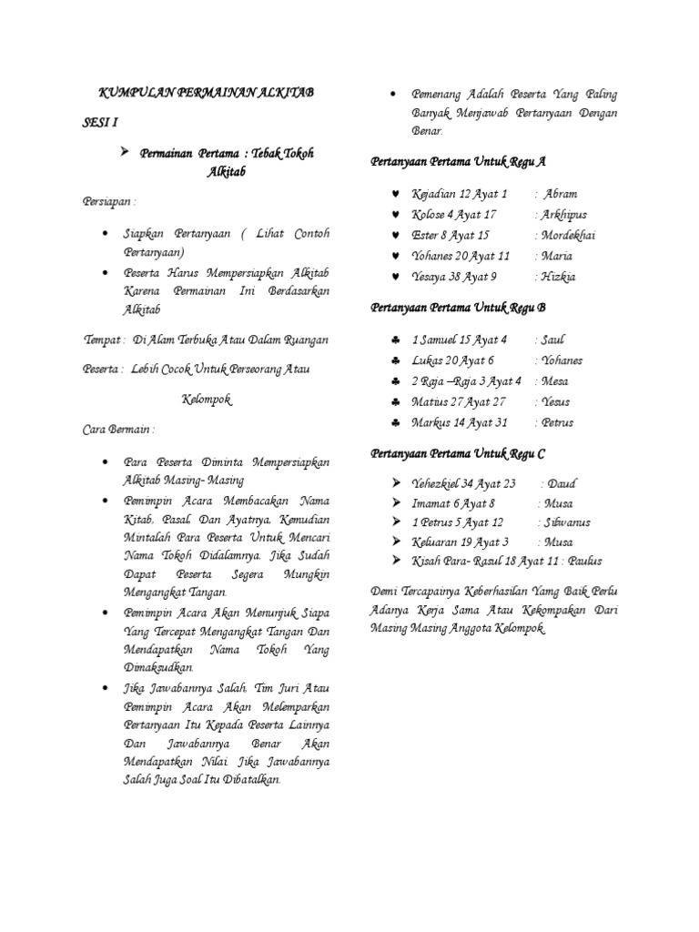 PERMAINAN ALKITABkkk | PDF | Agama & Spiritualitas