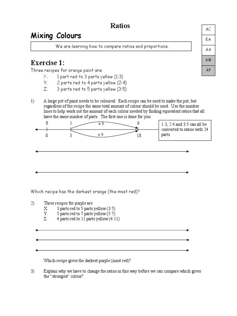 Ratios Mixing Colours: AC EA AA AM | PDF | Ratio | Artistic Techniques