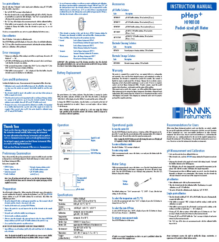 Pocket-Sized PH Meter | PDF | Ph | Calibration