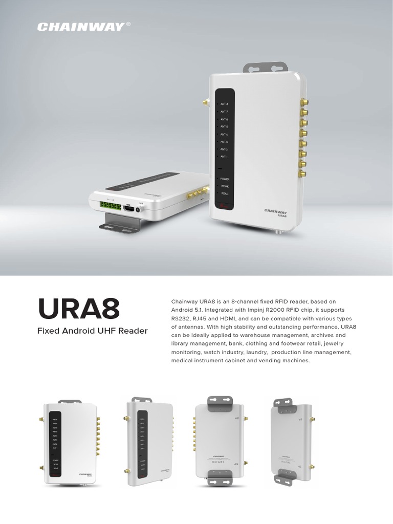 URA8 Fixed Android RFID Reader | PDF | Radio Frequency Identification | Wireless