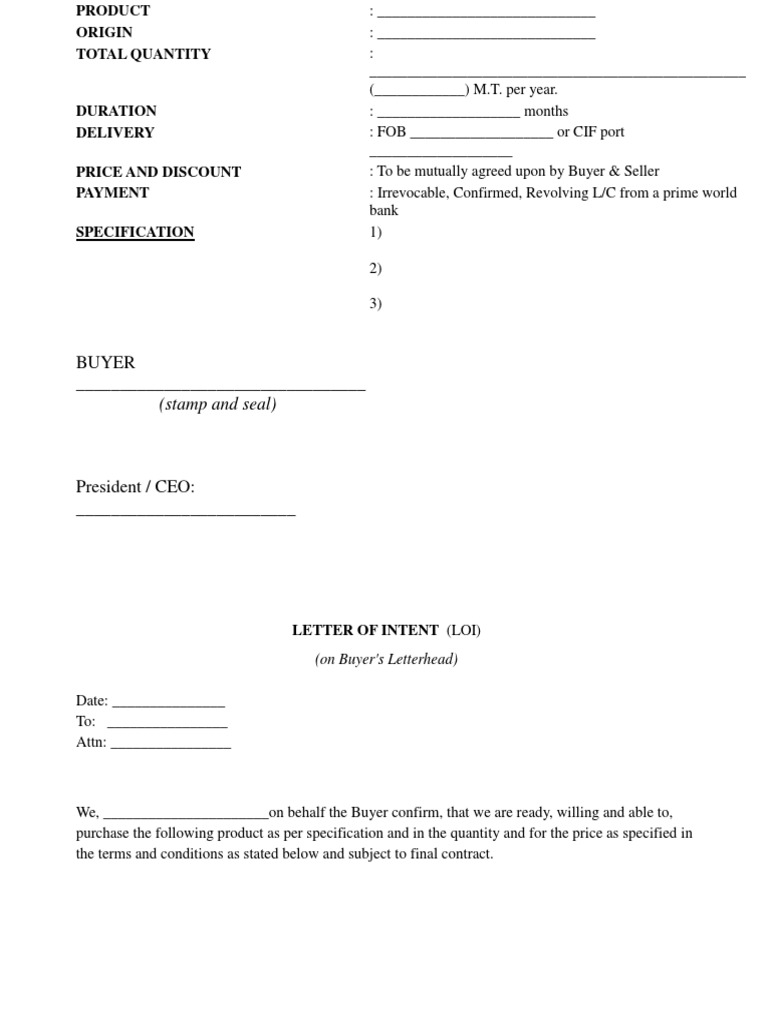 LOI Template | PDF