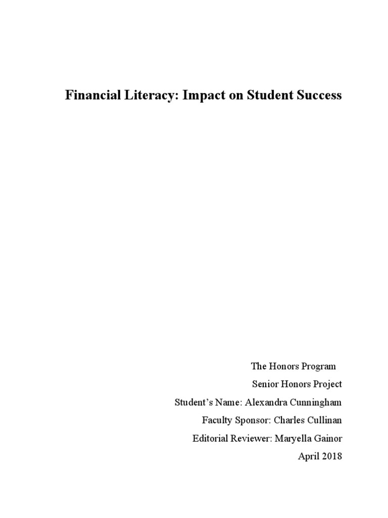 Financial Literacy: Impact On Student Success | PDF | Financial ...
