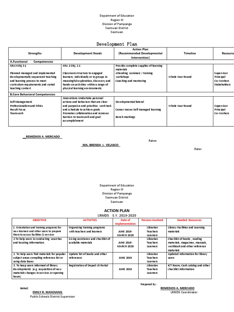 Development Plan: Department of Education Region III Division of ...