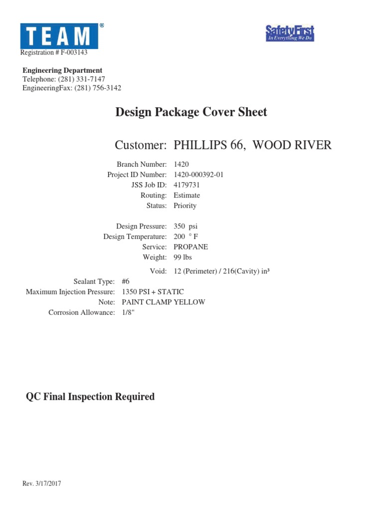 Design Package Cover Sheet: Customer: Phillips 66, Wood River ...