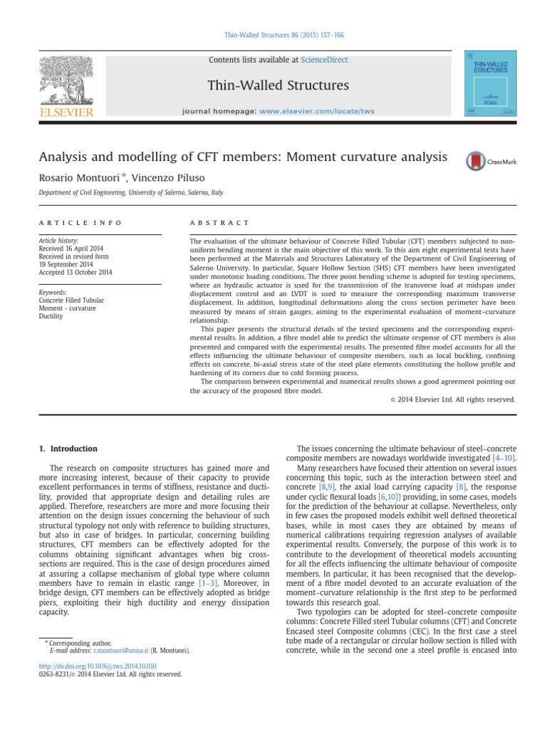Analysis and Modelling of CFT Members Moment Curvature Analysis | PDF ...