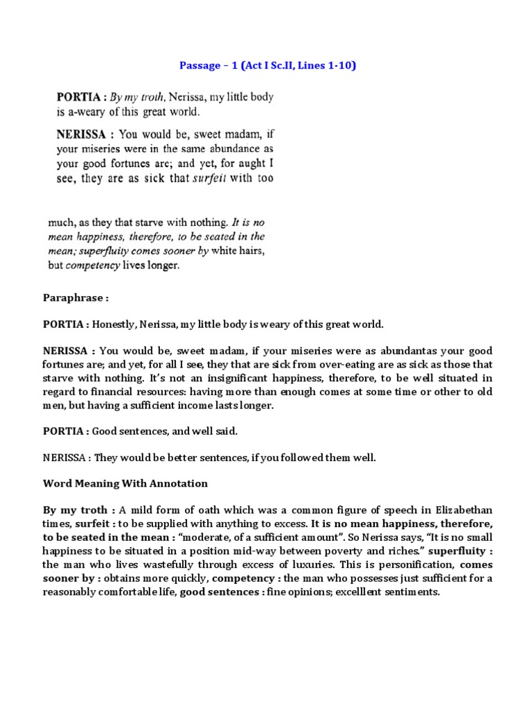 Merchant of Venice Act 1 Scene 2 | PDF | Apollo