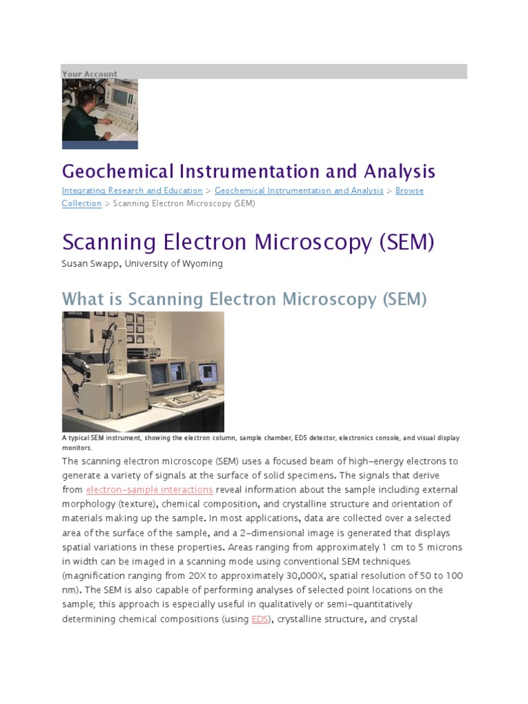 Scanning Electron Microscopy (SEM) : Geochemical Instrumentation and ...