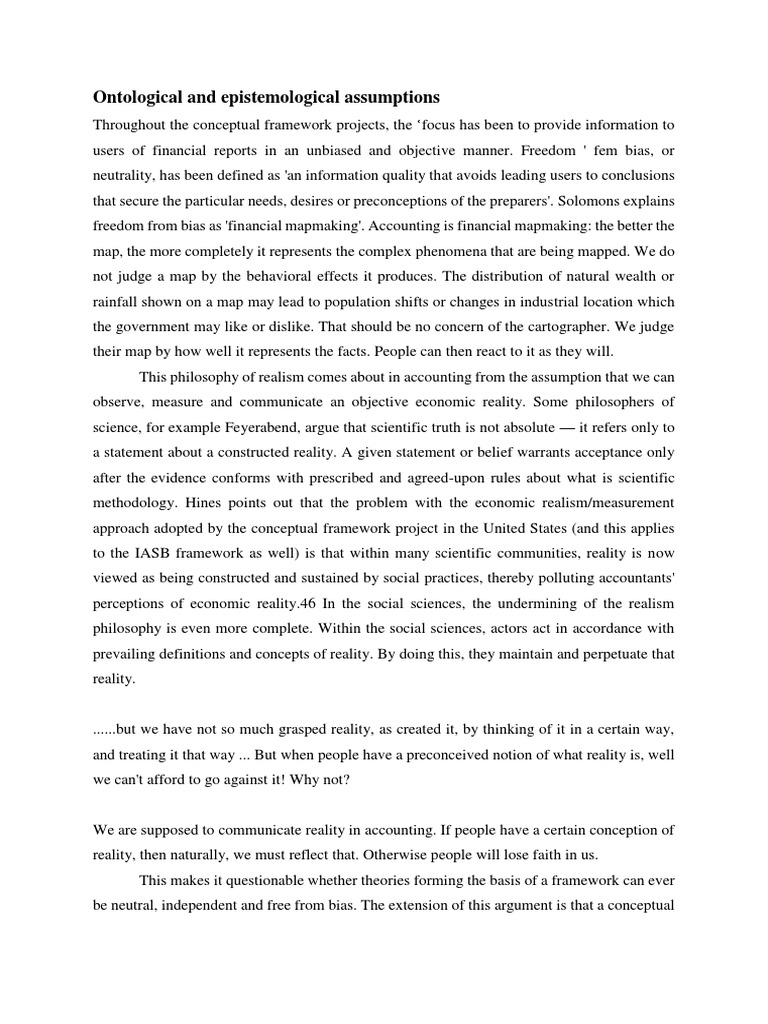 Ontological and Epistemological Assumption1 Jadi | PDF | Theory | Reality
