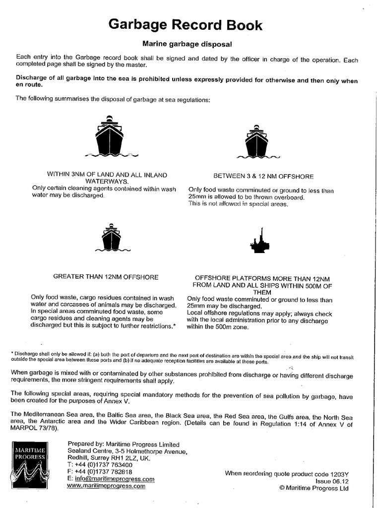 Garbage Record Book | PDF