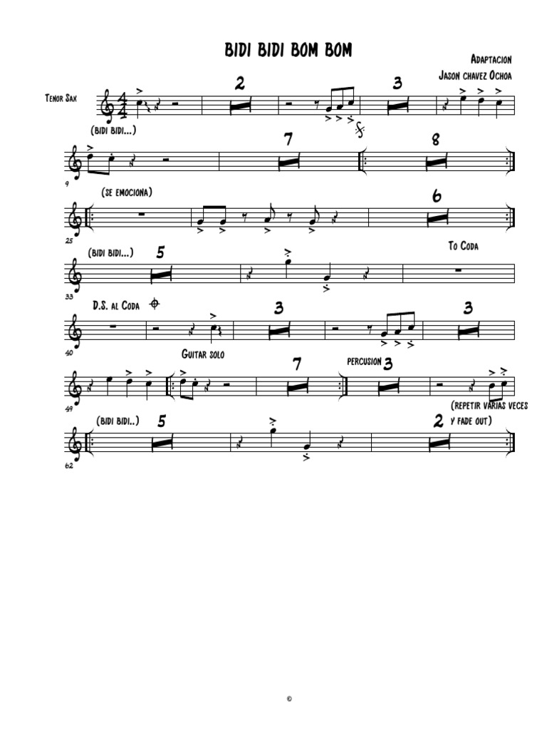 bidi bidi bom bom: Adaptacion Jason chavez Ochoa | Teoría musical ...