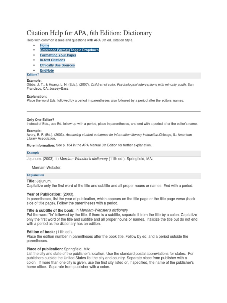 APA 6th Edition Citation Guide | PDF | Apa Style | Citation