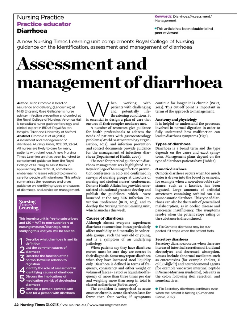Assessment and Management of Diarrhoea: Practice Educator | PDF ...