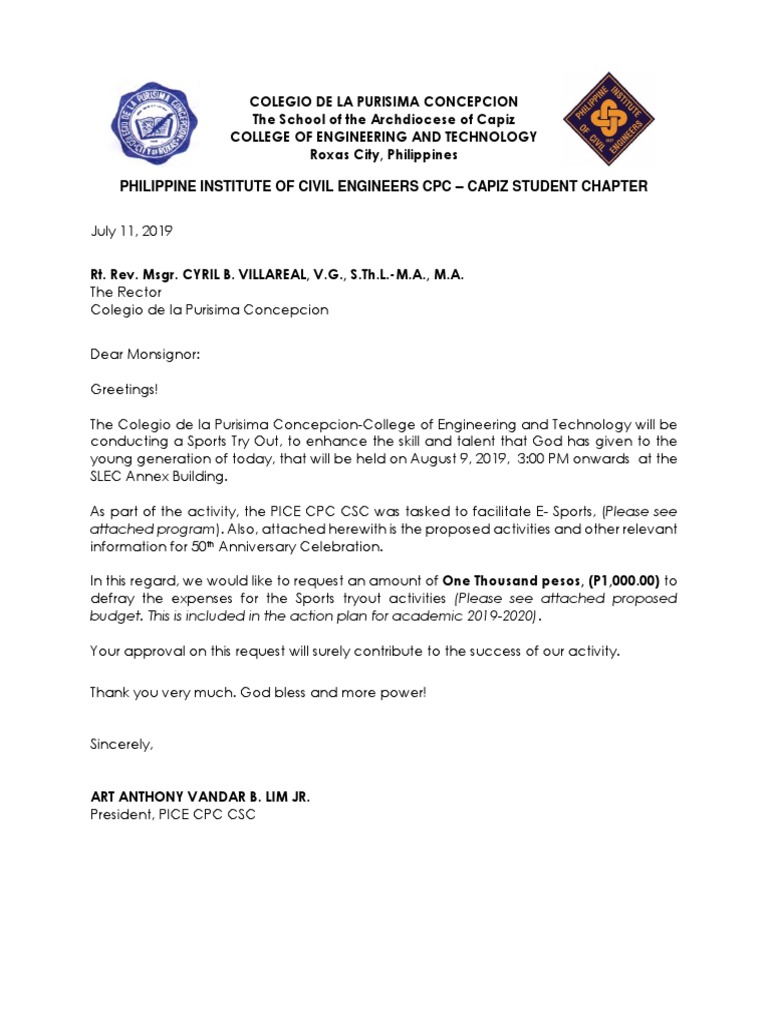 Pice Sample Letter | PDF