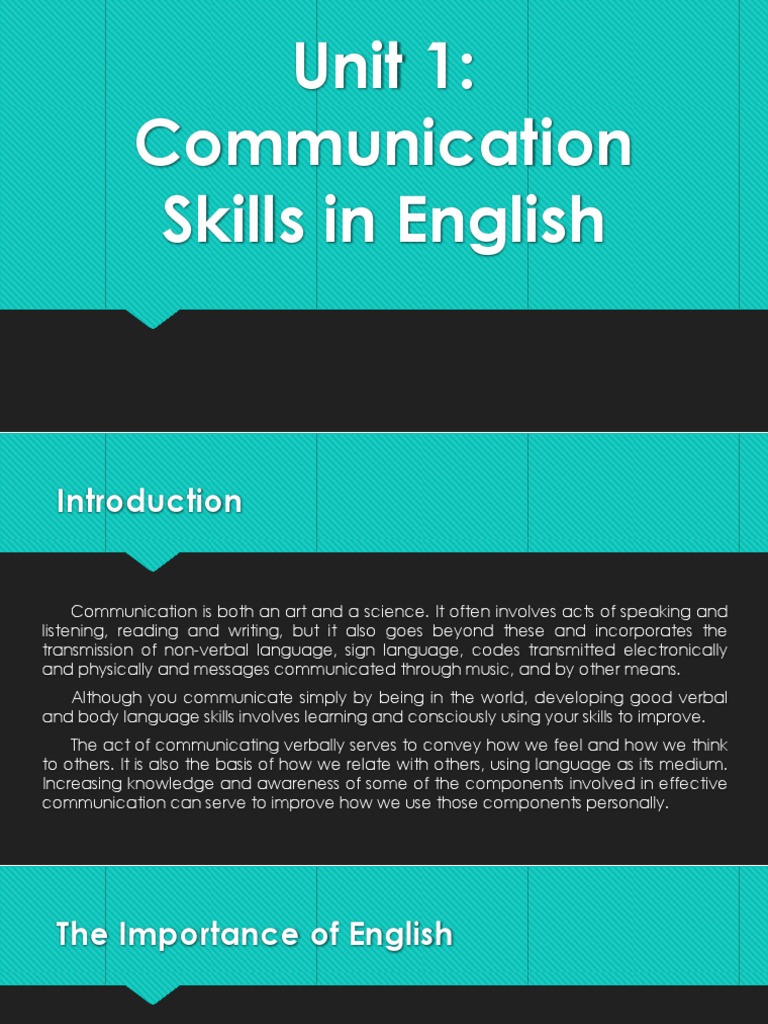 Unit 1: Communication Skills in English | PDF | English Language | Speech