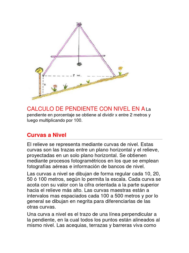 CALCULO de PENDIENTE CON NIVEL en A La Pendiente en Porcentaje Se ...
