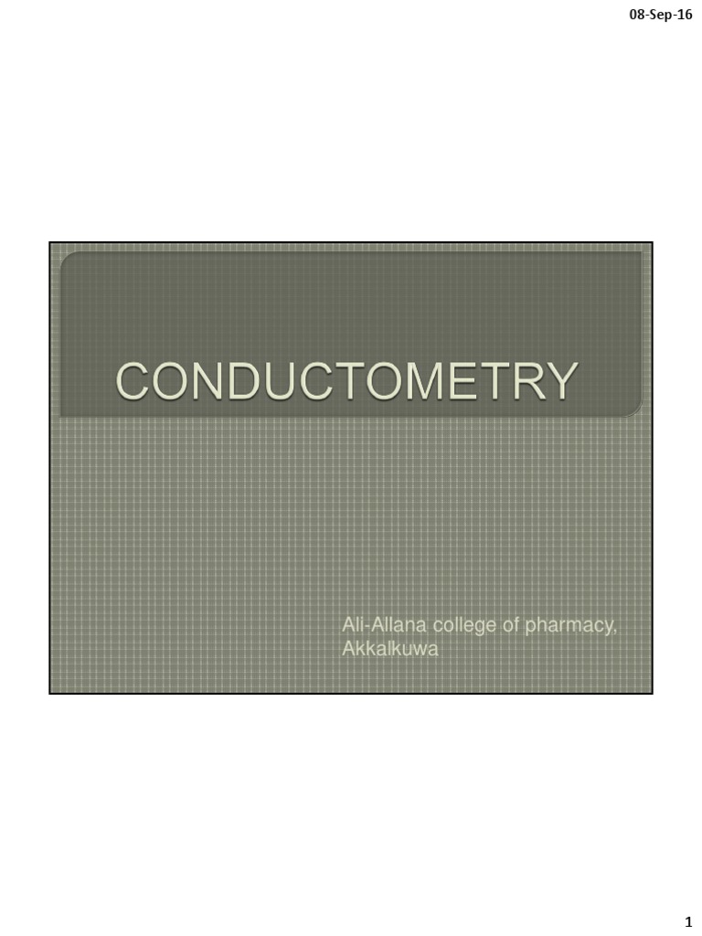 Conductometry | PDF | Electrical Resistivity And Conductivity | Electrical Resistance And ...