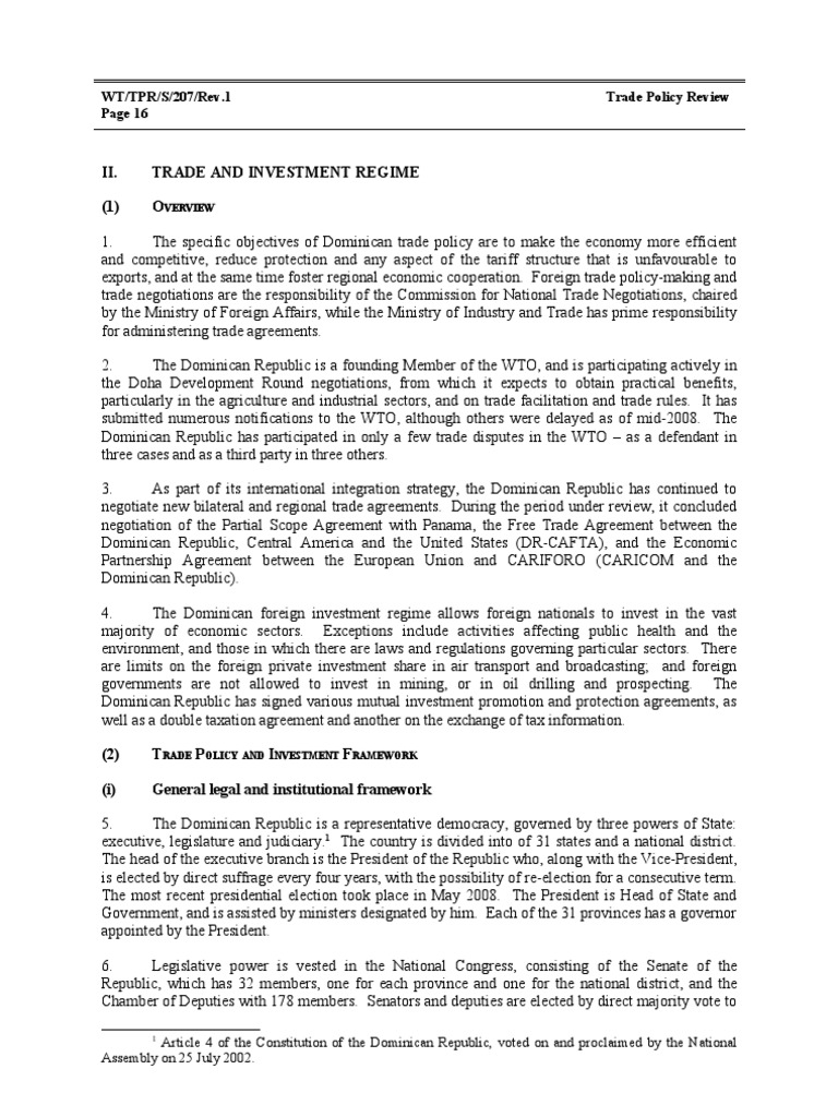 Dominican Republic Trade Policy Overview | PDF | World Trade ...