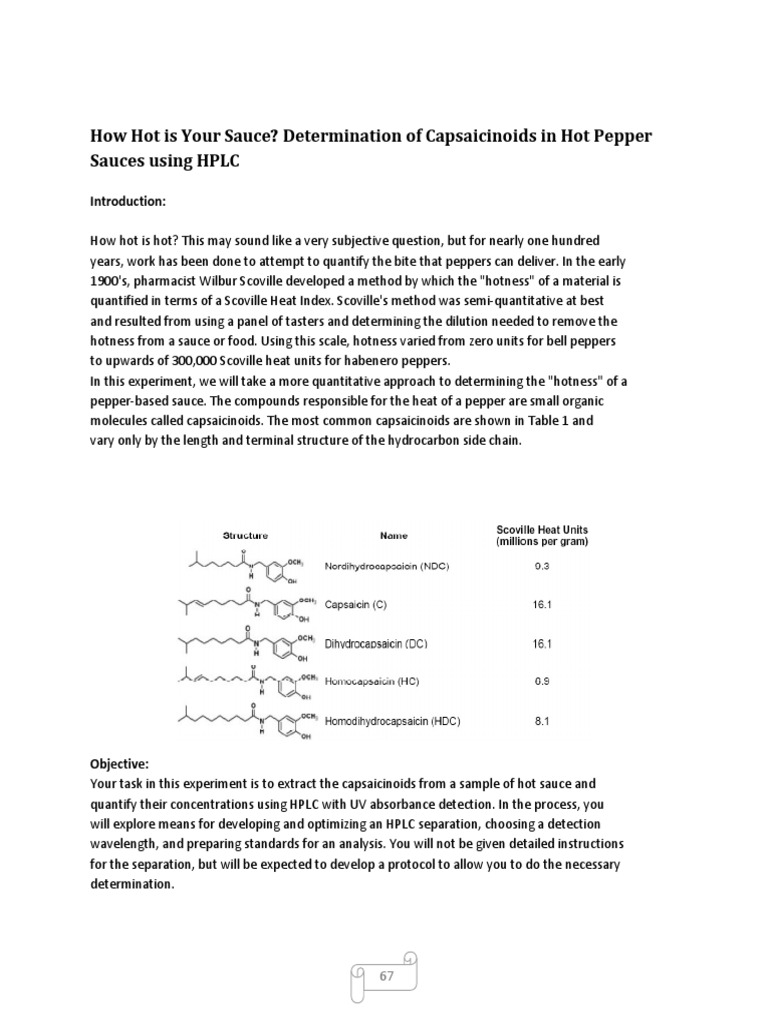 Hot Sauce Experiment | PDF | High Performance Liquid Chromatography ...