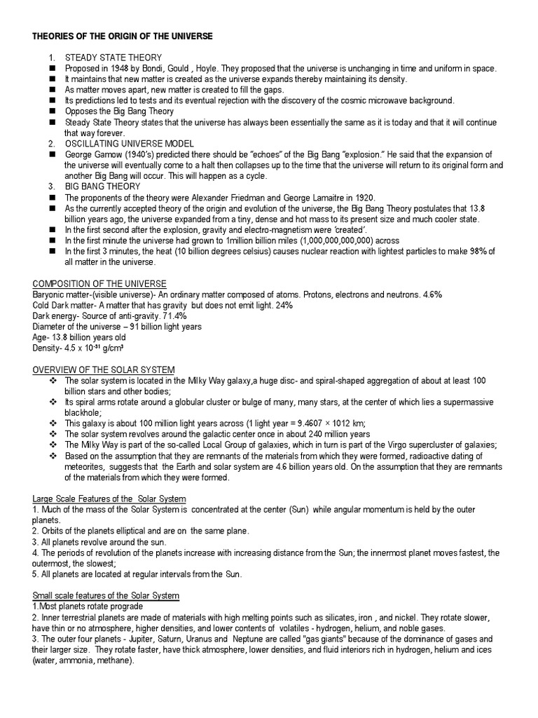Theories of Universe Origin Explained | PDF | Milky Way | Universe