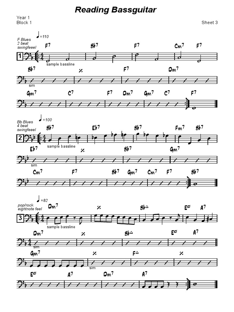 Reading Bass Guitar 3 | PDF