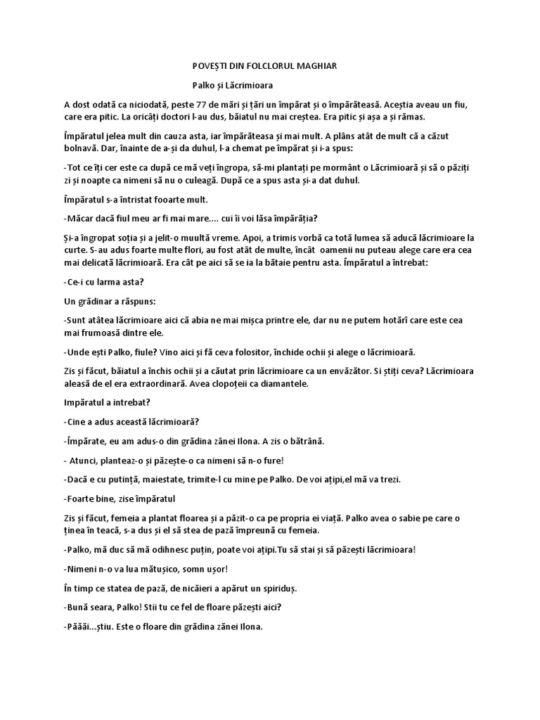 Povești Din Folclorul Maghiar | PDF