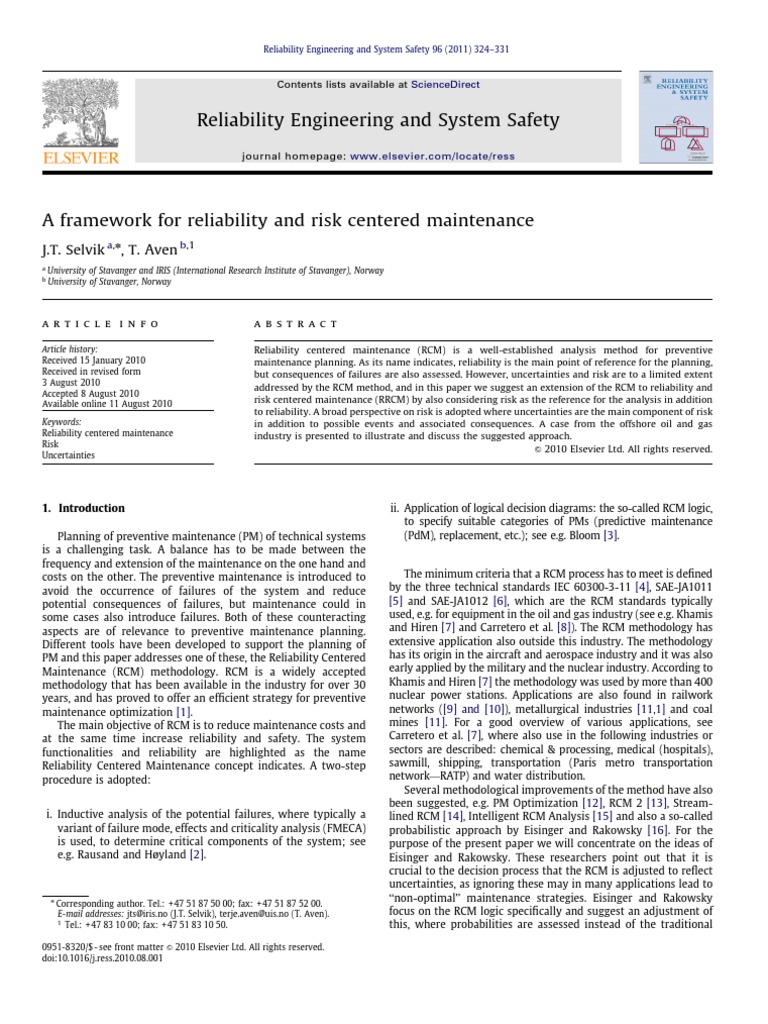 Reliability & Risk in Maintenance | PDF | Reliability Engineering ...