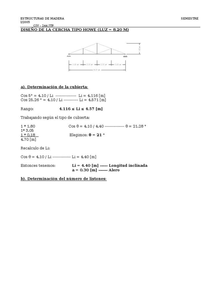 Diseño de La Cercha Tipo Howe | PDF | Braguero | Elementos arquitectónicos