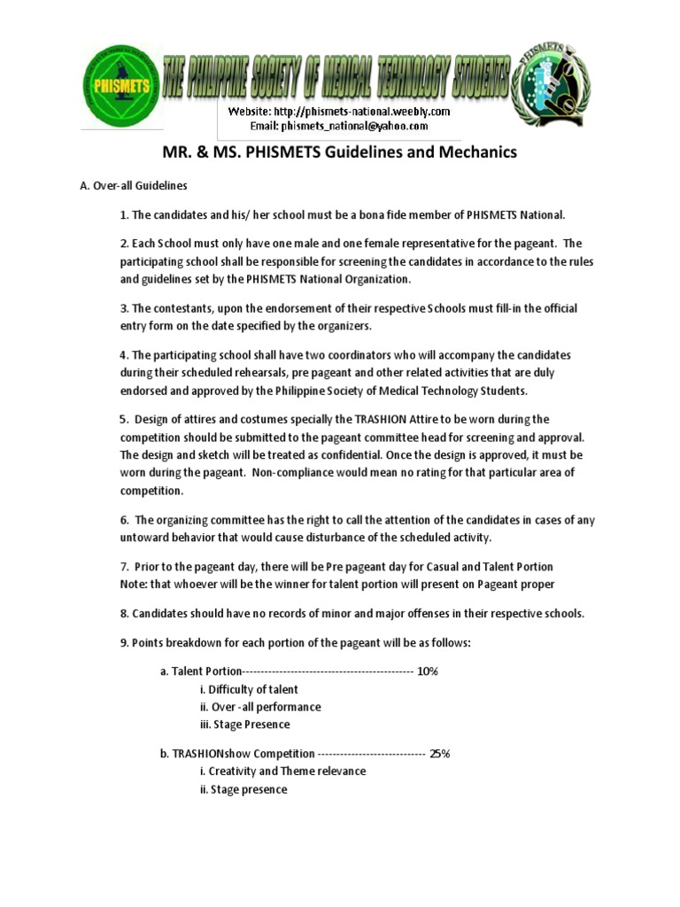 Sample Pageant Guidelines | PDF | Clothing | Fashion