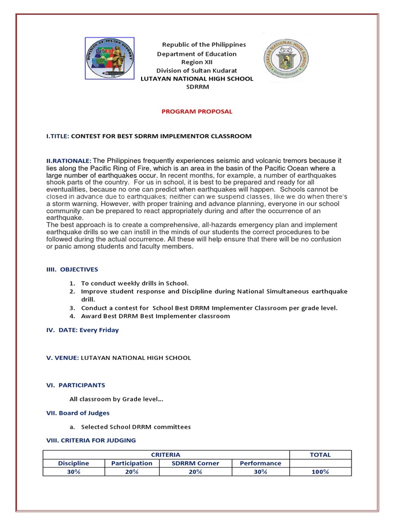 SDRRM Most Implementing Classrom | PDF | Earthquakes | Emergency Management