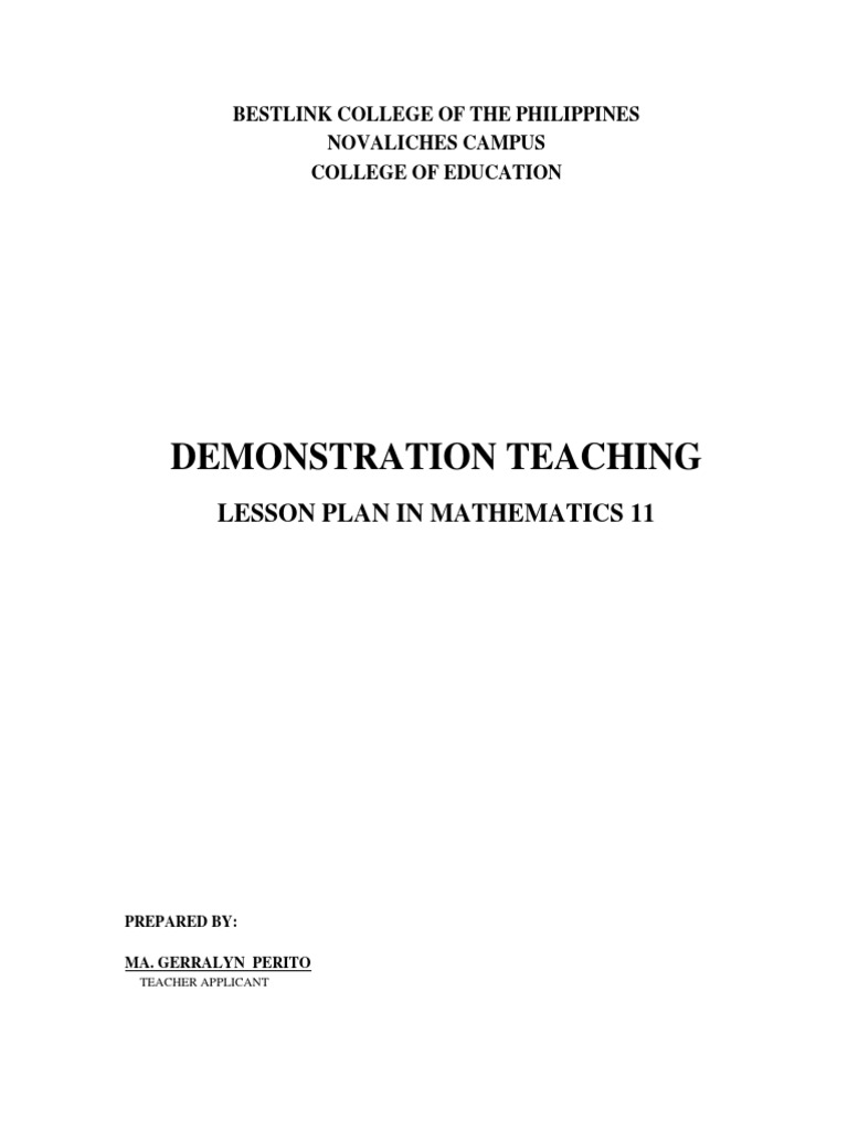 Lesson Plan In General Mathematics Grade 11 Edited PDF