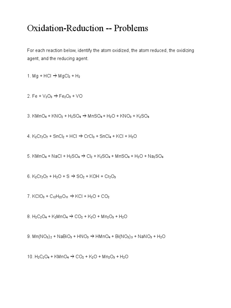 Review On Redox Reaction | PDF | Redox | Chemistry