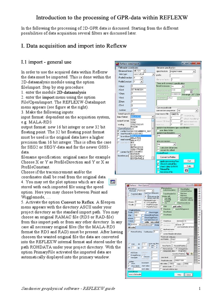 Introduction To The Processing Of Gpr Data Within Reflexw I 1 Import