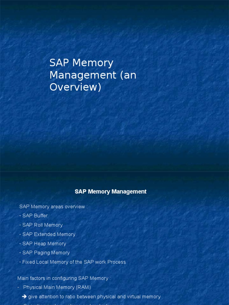 SAP Memory Management | PDF | Operating System | Computer Data Storage