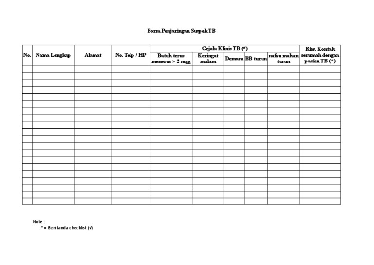 Form Penjaringan TB | PDF