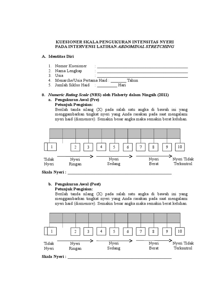 Kuesioner Nrs Latihan Abdominal Stretching | PDF