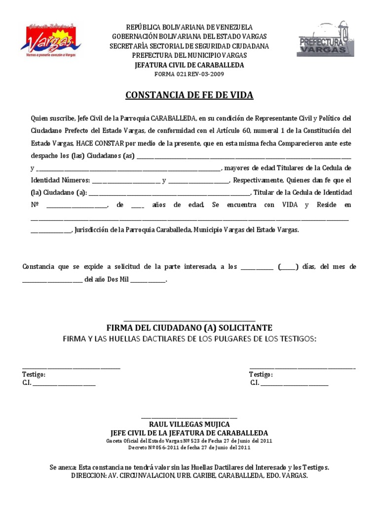 Constancia de Fe de Vida | PDF | Gobierno