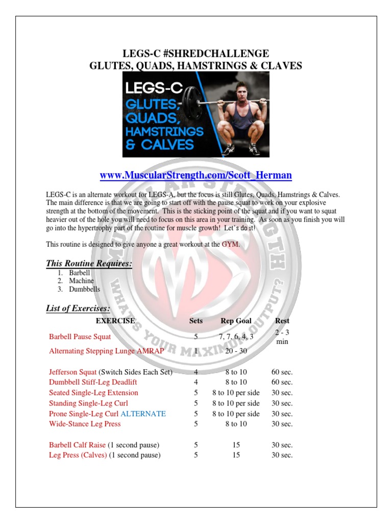 Legs-C #Shredchallenge Glutes, Quads, Hamstrings & Claves: This Routine ...