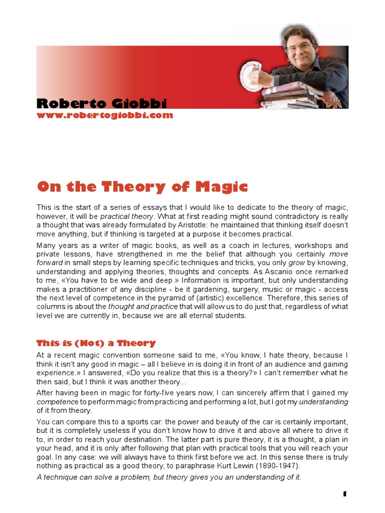 On The Theory of Magic: Roberto Giobbi | PDF | Theory | Concept