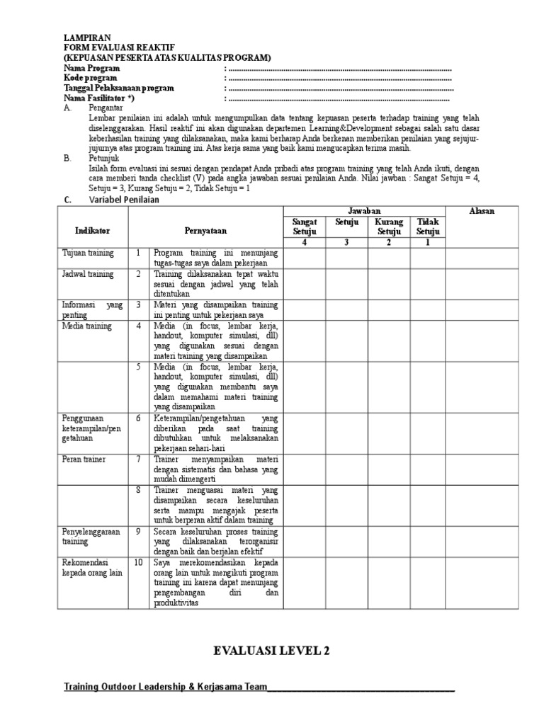 Evaluasi Level 3 | PDF